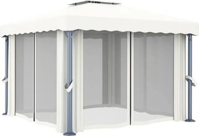 Altán se závěsy a světelnými LED řetězy 3 x 3 m krémově bílý 3070345