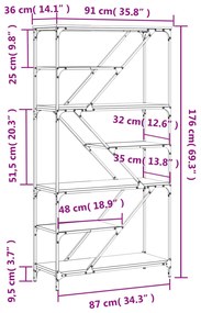 Knihovna dub sonoma 91 x 36 x 176 cm kompozitní dřevo a ocel