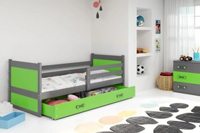 BMS Group Dětská postel Rico 1 Grafit /zelená 190x80