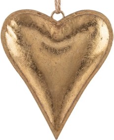 Zlatá antik kovová závěsná dekorace srdce Heart Antique S - 15*3*12 cm