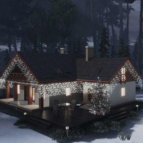 LED světelný závěs rampouchy 10 m 400 LED studený bílý 8 funkcí 328911