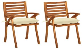 Zahradní jídelní židle s poduškami 2 ks masivní akáciové dřevo,  3060831