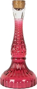 Růžový skleněný svícen na úzkou svíčku Colorful Garden - Ø 10*22 cm