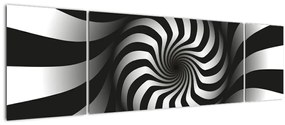 Abstraktní obraz černobílé spirály (170x50 cm)