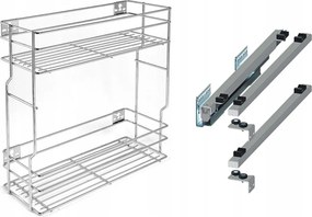Cargo do boční skříňky levé 20 cm 200 chromový efekt 2p Rejs Push plný výsuv