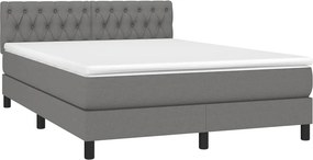 Box spring postel s matrací a LED tmavě šedá 140x190 cm textil 3133390