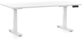 Výškově nastavitelný stůl OfficeTech D, 160 x 80 cm, bílá podnož, bílá