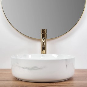 Rea Sami Nature Marble, umyvadlo na desku 360x360x115 mm, bílá-imitace kamene, REA-U6606
