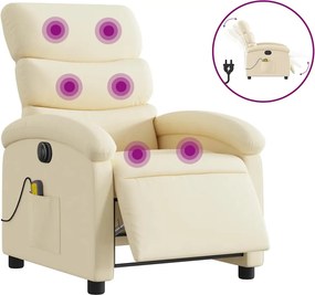 Elektrické masážní polohovací křeslo krémové textil 3203975