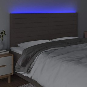 Čelo postele s LED taupe 160x5x118/128 cm textil 3122574