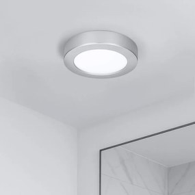 Solight LED mini panel koupelnový 2v1, 3CCT, podhledový/přisazený, 12W, 1020lm, IP54, stříbrná, kulatý