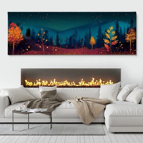 Obraz na plátně - Temný lesík na kraji louky FeelHappy.cz Velikost obrazu: 60 x 20 cm