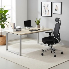 Stůl SimpleOffice 180 x 90 cm, dub světlý / stříbrná