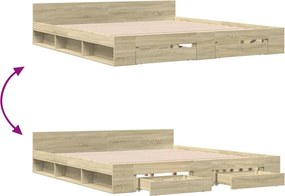 Rám postele se zásuvkami dub sonoma 200x200 cm kompozitní dřevo 3280722