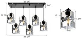 Light for home - Moderní závěsné svítidlo se šesti skleněnými stínidly NIKI 2195/6, E27, Černá