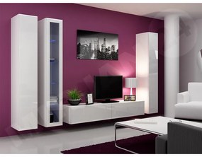 Obývací stěna Zigo II, Osvětlení: osvětlení LED RGB - barevné, Barva: bílá / bílá lesk