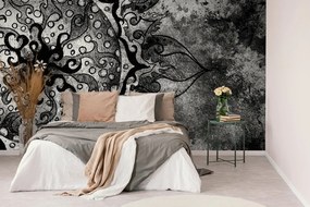 Samolepící tapeta černobílá Mandala - 450x300 cm