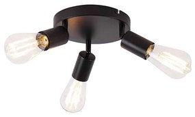 Moderní stropní svítidlo černé 3-světlo kulaté - Facil