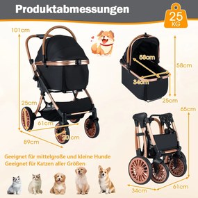 Costway 3 in 1 kočárek pro psy s ochranou proti slunci a bezpečnostním pásem