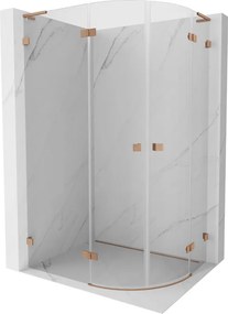 Mexen Lunar, L půlkruhový sprchový kout naklápěcí doleva 100 x 70 cm, 8mm čiré sklo, profil měděná matná, 833L-100L-070P-65-00