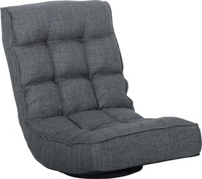 HOMCOM skládací podlahové křeslo, otočné čtecí křeslo 360° s 5stupňově nastavitelným opěradlem 58x107x79 cm, šedé