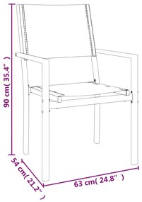 5dílný zahradní jídelní set černý ocel a textilen,  3200746