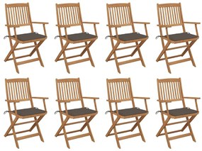Skládací zahradní židle s poduškami 8 ks masivní akácie,  3075093