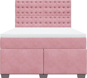 Box spring postel s matrací růžová 140x200 cm samet 3290947