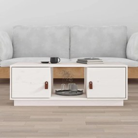 Konferenční Stolek Bílý 100X50X35 Cm Masivní Borové Dřevo - Přírodní