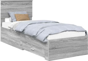 Rám postele Šedý Sonoma a stříbrná 75 x 190 cm Kompozitní dřevo 3410963