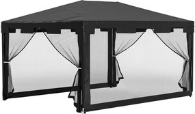 Outsunny Pavilon 4x3m Obdélníkový Voděodolný Stabilní Zimní Pavilon s Moskytiérou 4 Bočními Panely Party Stan Zahradní Stan Zahradní Pavilon Marquee p