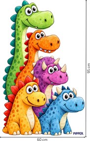 PIPPER. Barevní dinosauři – textilní samolepka na zeď