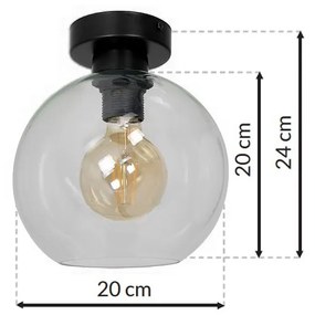 Stropní svítidlo Sofia, 1x transparentní skleněné stínítko, b
