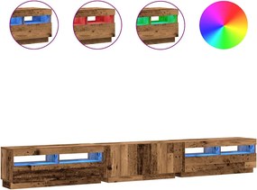 TV stolek s LED old wood 300x35x40 cm kompozitní dřevo 3329169