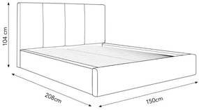 Světle šedá látková dvoulůžková postel MICADONI Pyla 140 x 200 cm s úložným prostorem
