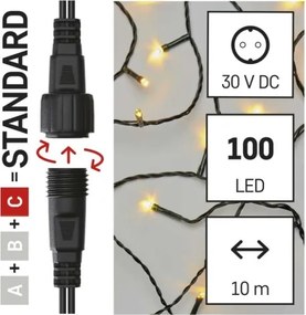 Propojovací vánoční řetěz bez zdroje EMOS Connecting D1AW03 ZY1440 100LED 10m teplá bílá