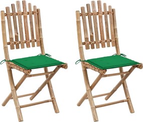 Skládací židle 2 ks s bambusovými polštáři 3063992