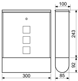 Richter Czech Poštovní schránka s průhledem a tubusem na noviny  BK.210.HM