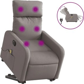Elektrické zvedací masážní polohovací křeslo taupe textil 3206733
