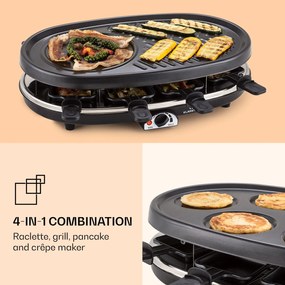 Klarstein All-U-Can Grill Raclette, raclette gril, 4 v 1, pro 8 osob, příslušenství