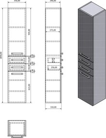 Aqualine Vega skříňka vysoká 184 cm bílá VG185