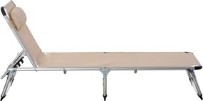 Outsunny skládací zahradní lehátko s polštářem ergonomické relaxační lehátko s 4stupňově nastavitelným opěradlem, hliníkové, nosnost až 120 kg, vhodn…