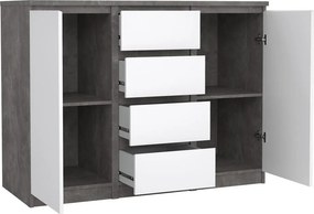 Komoda Simplicity 121 x 50 x 91 cm, šedá / bílý lesk