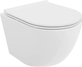 Mexen LENA Rimless, závěsná WC mísa se sedátkem pomalu-padajícím SLIM, 48 x 36 cm, bílá, 30220500