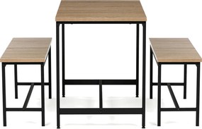 Jídelní set s 2 lavicemi, 110x60x75cm, mdf, dub, AUT-G1175 OAK