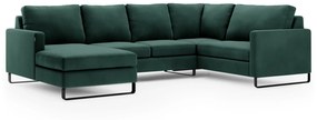 Prodloužená rohová sedačka do obývacího pokoje Industrial 330 cm Láhvově zelená MANTUA
