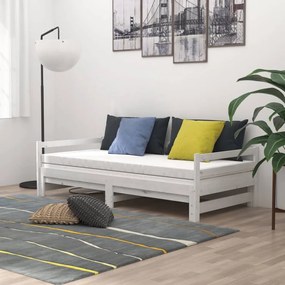 vidaXL Marketos Výsuvná válenda 2 x (90 x 200) cm bílá masivní borovice