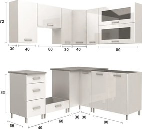 Falco Rohová kuchyňská linka Grepolis KRF červený lesk