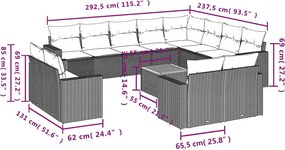 13dílný zahradní sedací souprava s poduškami černý polyratan 3224389