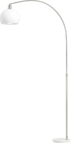 HOMCOM Stojací lampa, ohnutá hlava, nožní spínač, mramorový podstavec, plastový stínidlo, bílá